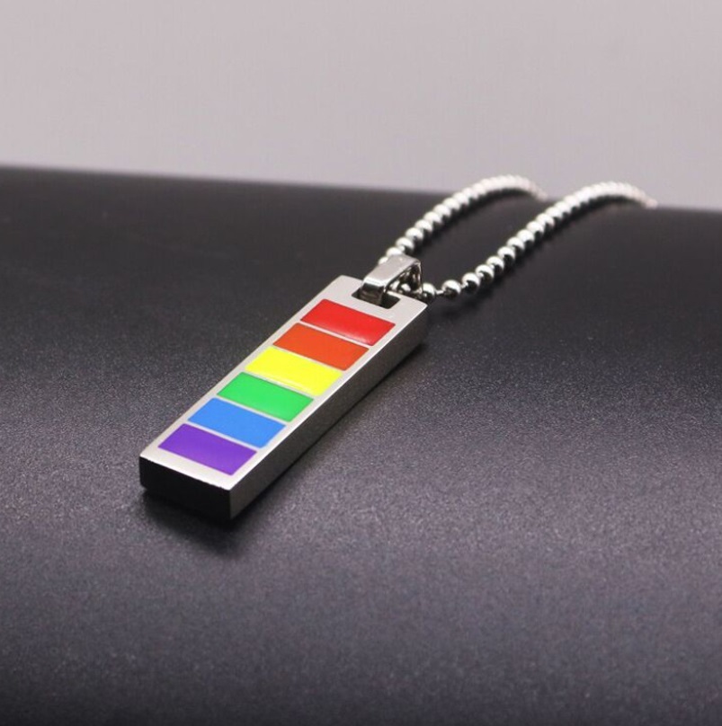 Rectangle LGBT Pride Rainbow Long Chain Necklace Wholesale Factory | JR ...