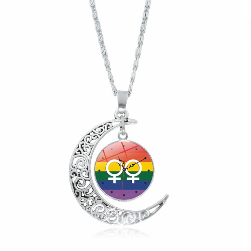 Rainbow LGBT Pride Crescent Moon Charm Necklace Wholesale Factory | JR ...