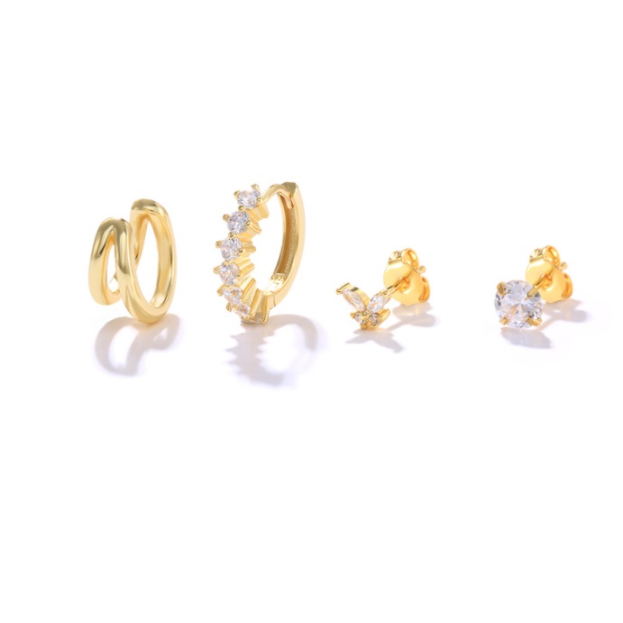 Set of 4 Gold Mini Earrings Supplier | JR Fashion Accessories