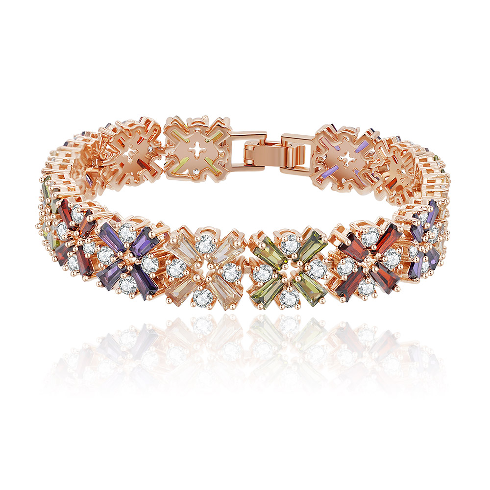 Rose Gold Plated Multicolor Sparkle Bracelet Wholesaler | JR Fashion ...
