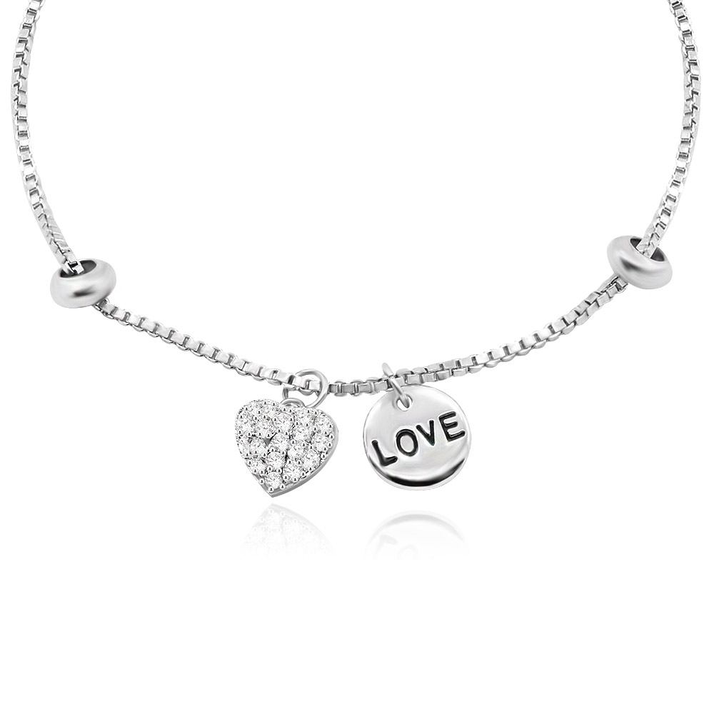 Love Heart Shaped Charm Adjustable Bracelet Jewelry Manufacturers | JR ...