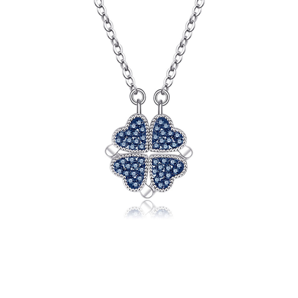 Four Leaf Clover Lucky Symbols Blue Necklace Wholesale | JR Fashion ...