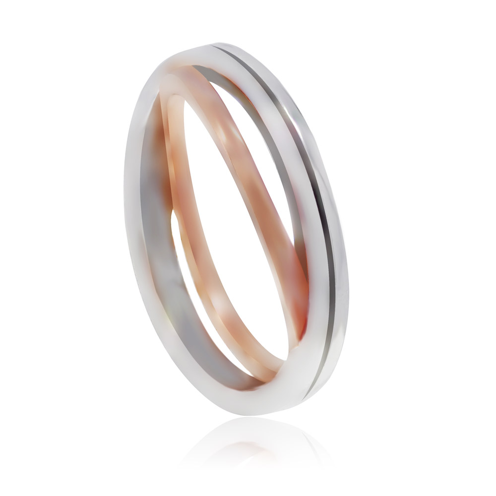Two Tone Interconnected Double Band Ring Wholesale | JR Fashion Accessories