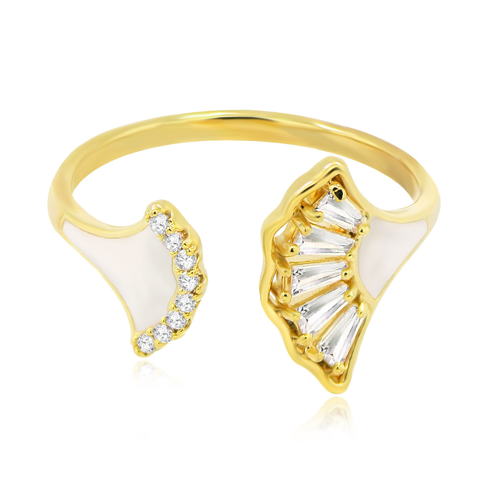 CZ Pave Enamel Fan Ring Sample order | JR Fashion Accessories