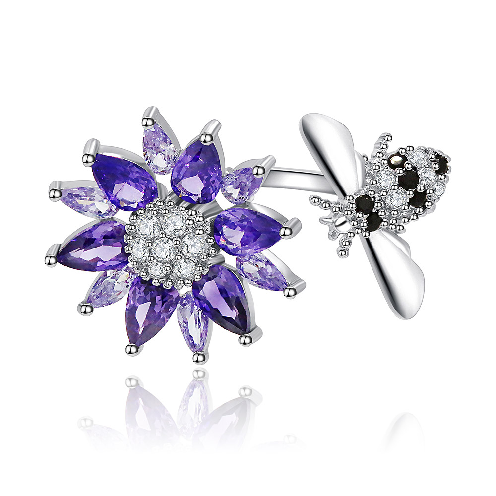Wholesale Spinning Purple Flower Ring | JR Fashion Accessories