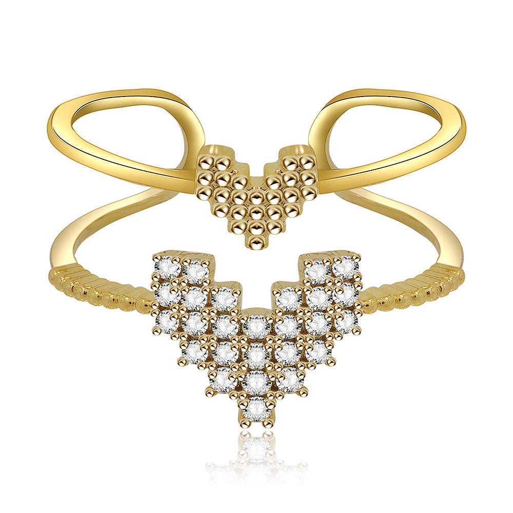 Gold Double Heart Ring Wholesale | JR Fashion Accessories