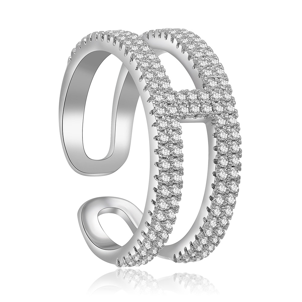 H Design Pave CZ Ring Wholesale | JR Fashion Accessories