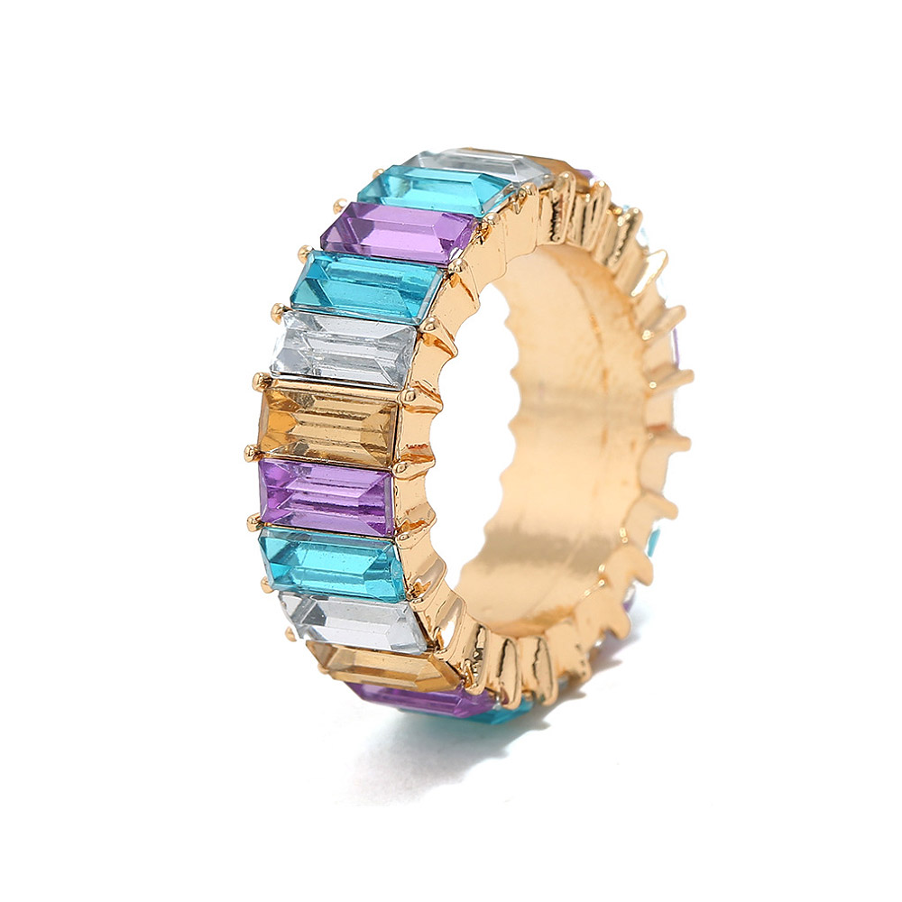 Multi Color Baguette Eternity Stack Ring wholesale | JR Fashion Accessories