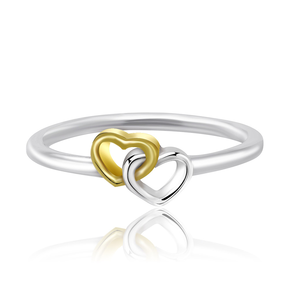 Heart To Heart Two Tone Ring Resale Jewelry | JR Fashion Accessories