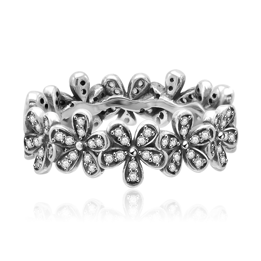 Flower Dazzling Daisy Ring. Sterling Silver Dazzling Daisy Band Ring ...