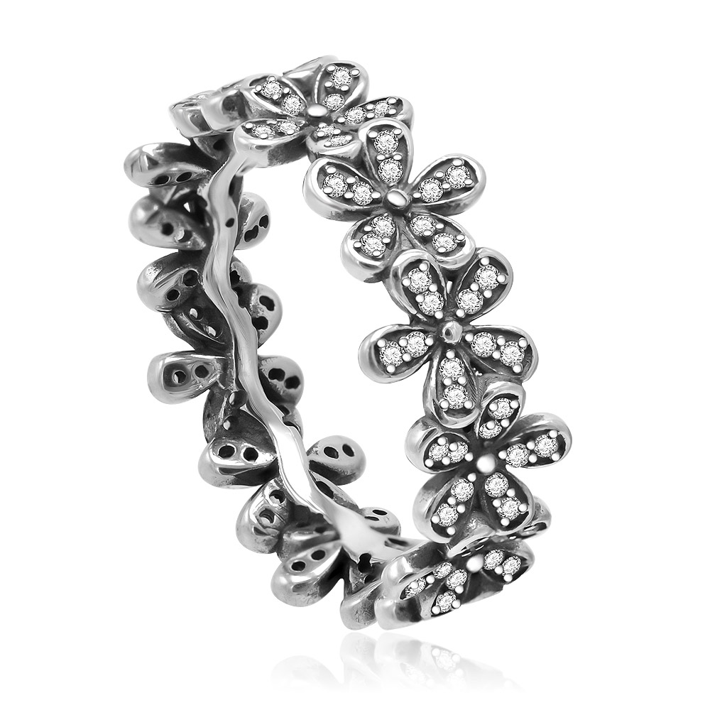 Flower Dazzling Daisy Ring. Sterling Silver Dazzling Daisy Band Ring ...